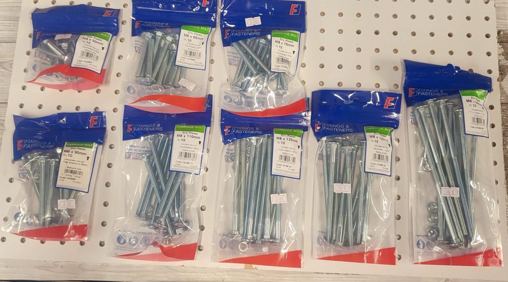 Carriage Bolts M8 (Various Sizes) - Trade Timber Supplies Ltd